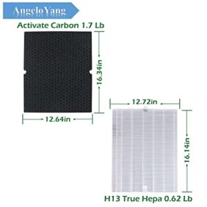 ANGELOYANG 2 Sets 116130 Replacement Filter H Compatible with Winix 5500-2 Air Purifier and Winix AM80 True HEPA Air Purifier, Include 2 Pack HEPA Filter and 2 Pack Activated Carbon Filter