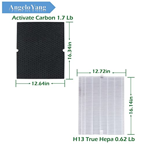 ANGELOYANG 2 Sets 116130 Replacement Filter H Compatible with Winix 5500-2 Air Purifier and Winix AM80 True HEPA Air Purifier, Include 2 Pack HEPA Filter and 2 Pack Activated Carbon Filter