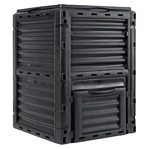 Garden Composter Bin Outdoor 80 Gallon(300L), Compost Container W/Easy Assembly, Lightweight, Aerating Compost Box for Kitchen Garden, Food Waste Recycling Composting Green