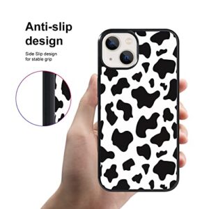 KANGHAR Compatible with iPhone 13 Mini Case Tire Cow Print Cute Black White + Screen Protector Slim Anti-Scratch Shockproof Skid Durable PC Layer TPU Bumper Protection Cover -5.4 Inch