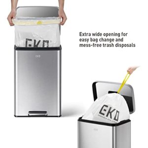 EKO Madison Brushed Stainless 50 Liter/13.2 Gallon Step Trash Can with Inner Liner - Fingerprint Resistant Finish