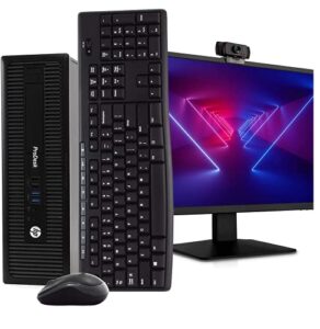 hp pc desktop computer, intel i5, 16gb ram 512gb ssd, hp 27-inch fhd led monitor, new 1080pwebcam, new 16gb flash drive, wireless keyboard mouse, wifi, windows 10 pro (renewed)