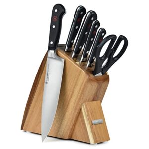 wusthof classic 7 piece slim knife set with acacia block