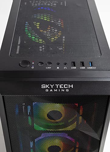 Skytech Gaming Chronos Mini Gaming Computer PC Desktop - Intel Core-i3 10100F 3.6GHz, GTX 1650 4G, 500GB SSD, 8G 3000, RGB Fans, AC WiFi, Windows 10 Home 64-bit,Black