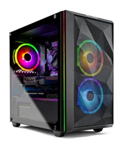 skytech gaming chronos mini gaming computer pc desktop - intel core-i3 10100f 3.6ghz, gtx 1650 4g, 500gb ssd, 8g 3000, rgb fans, ac wifi, windows 10 home 64-bit,black