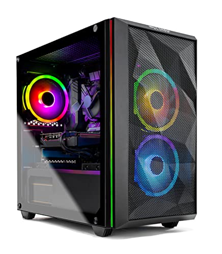 Skytech Gaming Chronos Mini Gaming Computer PC Desktop - Intel Core-i3 10100F 3.6GHz, GTX 1650 4G, 500GB SSD, 8G 3000, RGB Fans, AC WiFi, Windows 10 Home 64-bit,Black