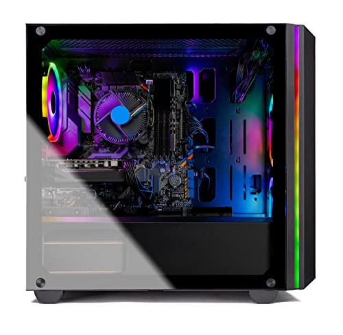 Skytech Gaming Chronos Mini Gaming Computer PC Desktop - Intel Core-i3 10100F 3.6GHz, GTX 1650 4G, 500GB SSD, 8G 3000, RGB Fans, AC WiFi, Windows 10 Home 64-bit,Black