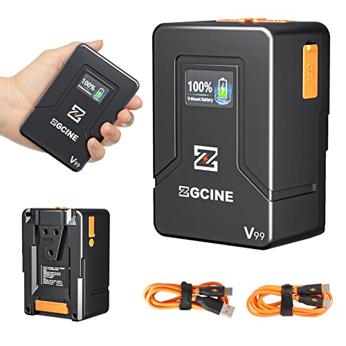 ZGCINE ZG-V99 V2 Upgraded Version Mini V-Mount Battery 99Wh 14.8V 6800mAh Support PD USB-C 45W Charger with D-TAP BP USB-C USB-A Output for BMPCC 4K 6K Pro, ZCAM, Canon EOS R5C, Sony FX3