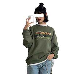 women y2k hoodie zip up oversized top gothic clothes alt sweatshirt aesthetic long sleeve vintage punk blouse (green elk, m)