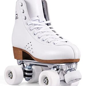 PAPAISON Roller Skates for Women and Girls, Deluxe 2 Layer Microfiber Leather Double Row-Classic Roller Skates for Men, Professional Outdoor Indoor Quad-Skates for Kids & Adults