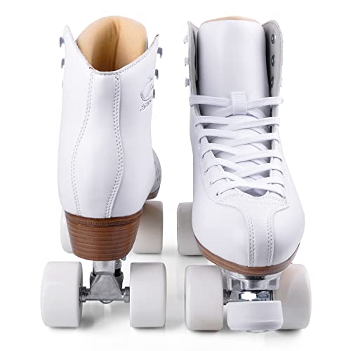 PAPAISON Roller Skates for Women and Girls, Deluxe 2 Layer Microfiber Leather Double Row-Classic Roller Skates for Men, Professional Outdoor Indoor Quad-Skates for Kids & Adults