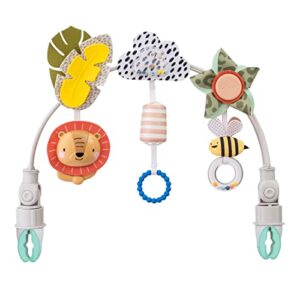 taf toys savannah adventures arch. ideal for infant and toddlers, fits stroller, pram and car seat, activity arch with fascinating toys, stimulates baby’s senses and motor skills development