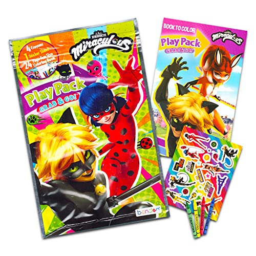 Disney Bundle Miraculous Ladybug Party Favors Set - Bundle with 12 Miraculous Ladybug Grab n Go Play Packs with Coloring Pages, Stickers and More (Miraculous Ladybug Party Supplies)