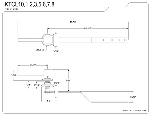 Kingston Brass KTCL10 Claremont Toilet Tank Lever, Matte Black,8.69 x 3.19 x 1.13