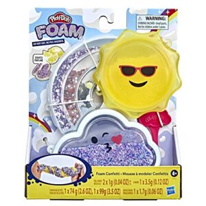 play-doh foam confetti mixing kit, scented tactile toy for kids 4 years and up with add-in beads and charms, non-toxic