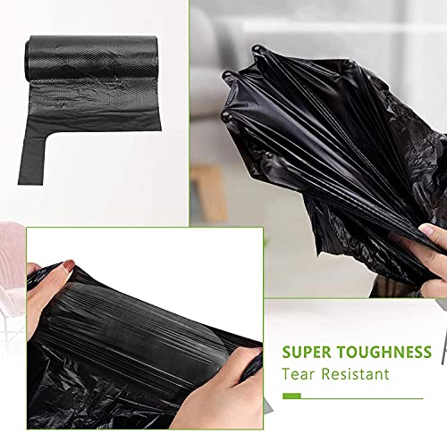 FYY Trash Bags, Garbage Bags, 5 Rolls 100 counts 6 Gallon [Extra Thick][Leak Proof] Rubbish Bags Wastebasket Bin Liners for Home Office Trash Can Black