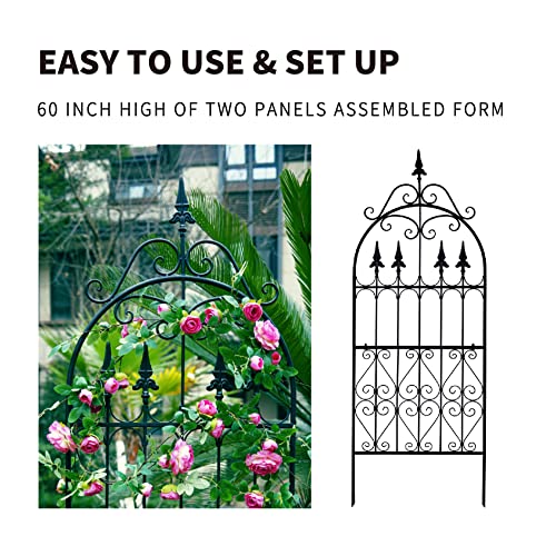 SCENDOR Garden Trellis 60” x 21.7” for Climbing Plants 5FT Metal Iron Wire Vine Flower Trellises for Outdoor Climbing Plants Support