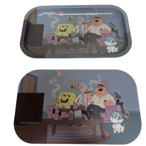 Metal Organizer Rolling Tray Cartoon Anime Design 10x6 Inches Includes Magnetic Cover Lid Multicolor USA10