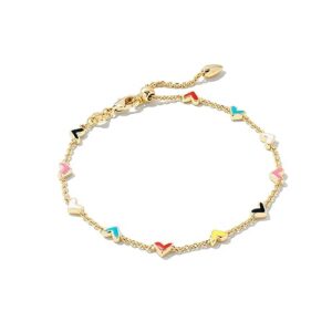 kendra scott haven heart gold chain bracelet in multi mix, fashion jewelry for women