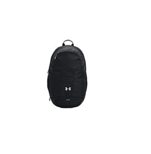 under armour hustle 5.0 team backpack, (001) black/black/metallic silver, one size fits all