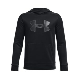 under armour boys armourfleece big logo hoodie , (001) black / black / pitch gray , youth large