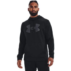 under armour mens big logo armourfleece hoodie , (001) black / black / pitch gray , x-large