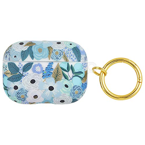 Rifle Paper Co. AirPods 3rd Generation Case with Keychain [Wireless Charging Compatible] [Visible LED] Protective Case for AirPods 3 with Floral Design, Anti Scratch, Shockproof - Garden Party Blue