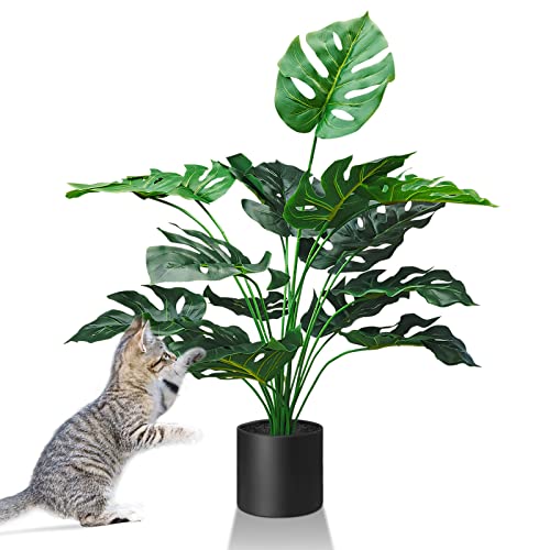 Kayfia Artificial Plants for Home Decor Indoor Faux Plant 28" Tall Monstera Deliciosa Plant with 18 Leaves & Pot Large Fake Plant for Office Modern Decoration Housewarming Gift