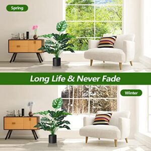 Kayfia Artificial Plants for Home Decor Indoor Faux Plant 28" Tall Monstera Deliciosa Plant with 18 Leaves & Pot Large Fake Plant for Office Modern Decoration Housewarming Gift