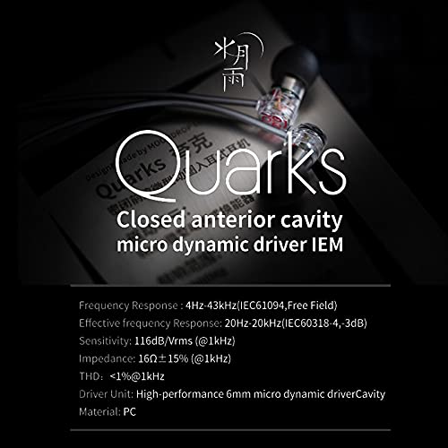 Moondrop Quarks Earphone Closed Anterior Cavity Micro Dynamic Driver IEM Earphone (with mic)