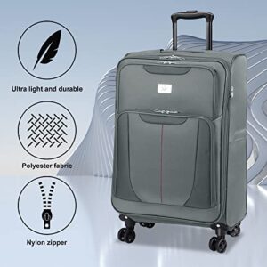 Verdi 20 Inch Luggage – Expandable Durable Softside Lightweight Suitcase with 8-wheel Spinners Carryon Bag charcoal