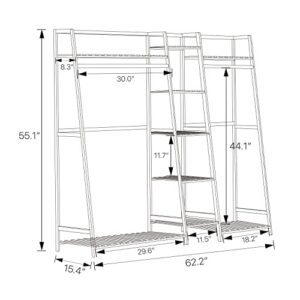 MoNiBloom Bamboo Trapezoid Clothing Rack with 5-Tier Storage Shelves Multi-Functional Clothes Rack, Clothes Hanging Rack Stand for Bedroom Living Room, Natural