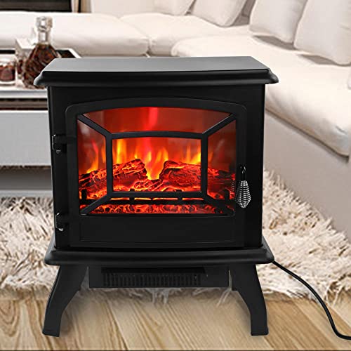 Electric Fireplace Heater Fake Wood Freestanding Fireplace Stove with Realistic Dancing Flame Effect CSA Certified Overheating Safety Protection fire Place Mantle Decor for Living Room 17" 1400W