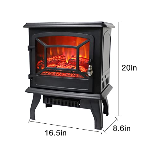 Electric Fireplace Heater Fake Wood Freestanding Fireplace Stove with Realistic Dancing Flame Effect CSA Certified Overheating Safety Protection fire Place Mantle Decor for Living Room 17" 1400W