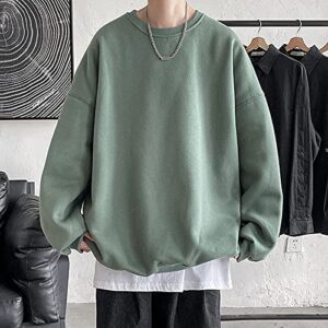 JUNGE Mens Clothes,Sweatshirts,Apparel for Men,Men Sweatshirts,Menswear,Sweatsuits Men,Cool Sweatshirts,Casual Outfits Men,Casual wear Men,Plain Black Sweatshirt,Plain White Sweatshirt 07-green