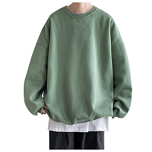 JUNGE Mens Clothes,Sweatshirts,Apparel for Men,Men Sweatshirts,Menswear,Sweatsuits Men,Cool Sweatshirts,Casual Outfits Men,Casual wear Men,Plain Black Sweatshirt,Plain White Sweatshirt 07-green