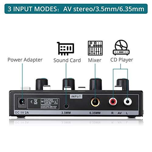 Headphone Amplifier, YGiTK 4 Channels Mono/Stereo Metal Stereo Headphone Amps-4x Quarter Inch and 8X Quarter Inch TRS Headphones Output and 1/4" & 1/8"& AV Audio Input(Including Audio Cable)