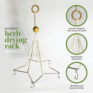 Generic Handcrafted Herb Drying Rack Flower Drying, Boho Star Kitchen Decor Dryer, Plant Hanger Indoor, Macrame Mobile Hanging Gift for Gardener and Lover, 6 Hooks, FLOWERHERB01, Ivory