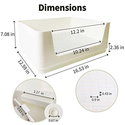 Fhiny Large Rabbit Litter Box for Cage, Plastic Potty Trainer Corner Toilet Box with Disposable Pee Pads for Bunny Guinea Pigs Ferrets Chinchillas Small Animals