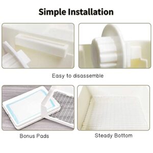 Fhiny Large Rabbit Litter Box for Cage, Plastic Potty Trainer Corner Toilet Box with Disposable Pee Pads for Bunny Guinea Pigs Ferrets Chinchillas Small Animals