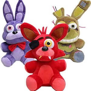 IMEDGOG 3Pack Five Night Plushies 7inch Five Night Plush Toys - Light Springtrap Bonnie Foxy Toy Bonnie Stuffed Animal Doll Foxy Plush(3PCS)