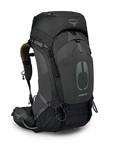 Osprey Atmos AG 50L Men's Backpacking Backpack, Black, Small/Medium