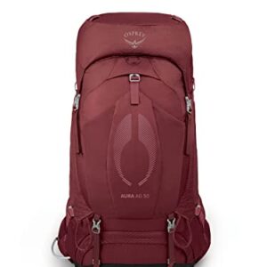 Osprey Aura AG 50L Women's Backpacking Backpack, Berry Sorbet Red, WXS/S