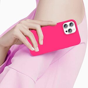 ARSUNOVO Compatible with iPhone 13 Pro Case 6.1 inch, [Shockproof][Anti-Scratch] Slim Liquid Silicone Case Protective Bumper Rubber Gel Cover for iPhone 13 Pro 6.1"(Hot Pink)