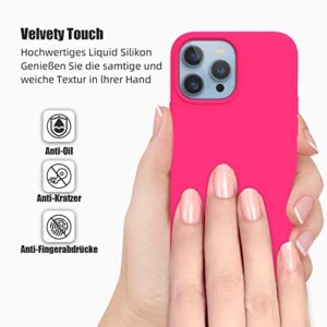 ARSUNOVO Compatible with iPhone 13 Pro Case 6.1 inch, [Shockproof][Anti-Scratch] Slim Liquid Silicone Case Protective Bumper Rubber Gel Cover for iPhone 13 Pro 6.1"(Hot Pink)