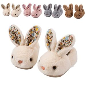 fadezar toddler slippers girl boy house slipper kids rabbit winter slipper warm bunny slippers soft plush indoor girls boys slipper cover heel white 8-9 toddler cn 160