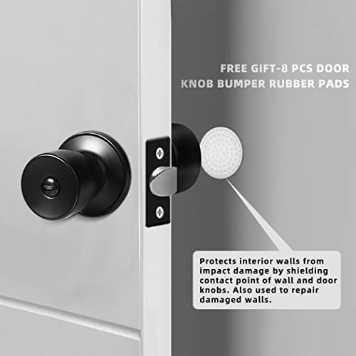 Tanzfrosch 8 Pack Privacy Door Knobs Matte Black Interior Door Lock Keyless Round Lockset for Bedroom, Bathroom, Garage, Hardwares & Instruction Included