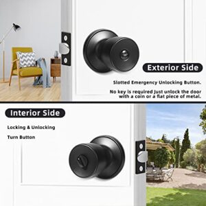 Tanzfrosch 8 Pack Privacy Door Knobs Matte Black Interior Door Lock Keyless Round Lockset for Bedroom, Bathroom, Garage, Hardwares & Instruction Included