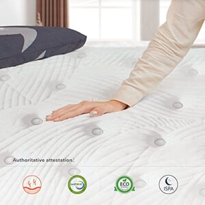 Sweetnight King Mattress, 10 Inch Pillow Top Hybrid King Size Mattress, Gel Memory Foam with Pocketed Spring Mattress in a Box for Cool Sleep and Balance Support