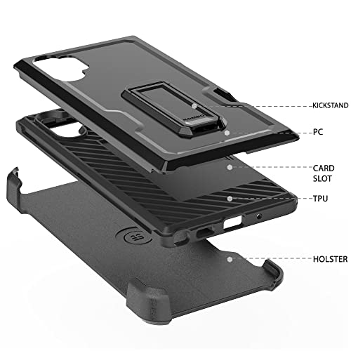 BEYOND CELL Armor Kombo Compatible with Samsung Galaxy Note 10 Plus Case (6.8”), Heavy Duty Protective Shockproof Rugged Phone Case with Belt Clip Holster & Kickstand.